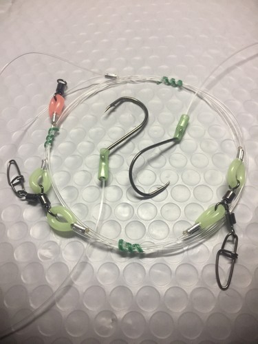TWO X 80LB LEADER RIGS JIGS ULTIMATE MED II SWAP HOOKS JAPAN LUMO 6/0 7 ...