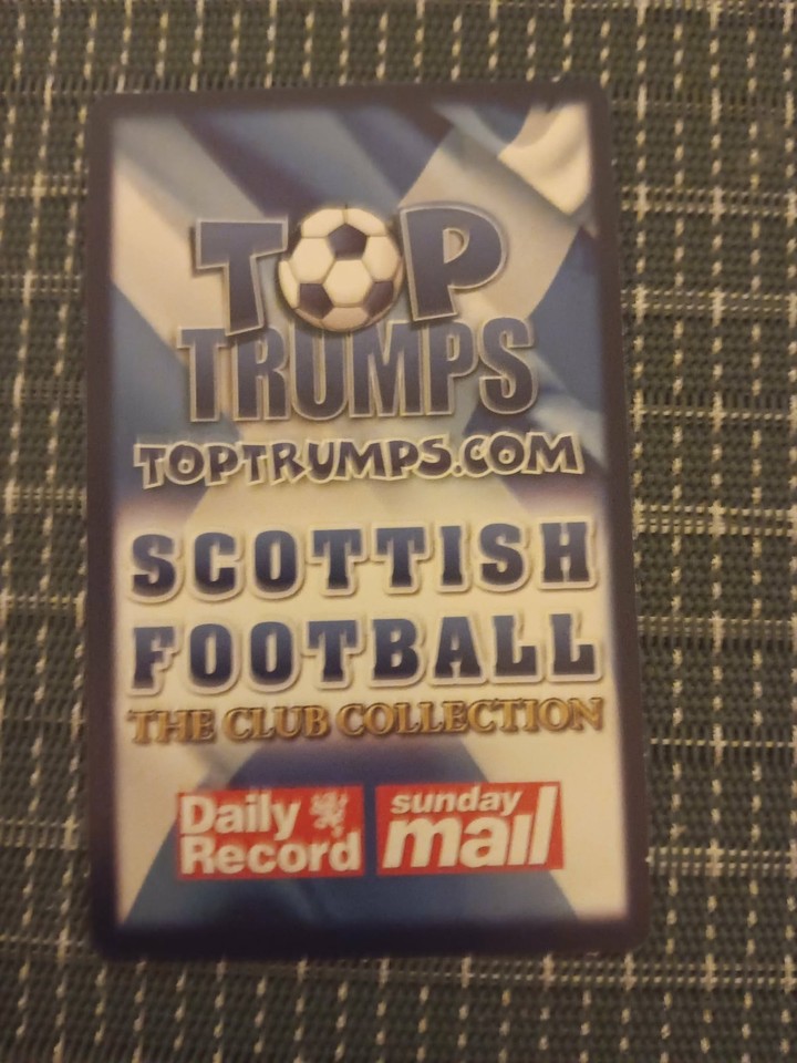 TOP TRUMPS SCOTTISH FOOTBALL THE CLUB COLLECTION CARD DUMBARTON FC ...