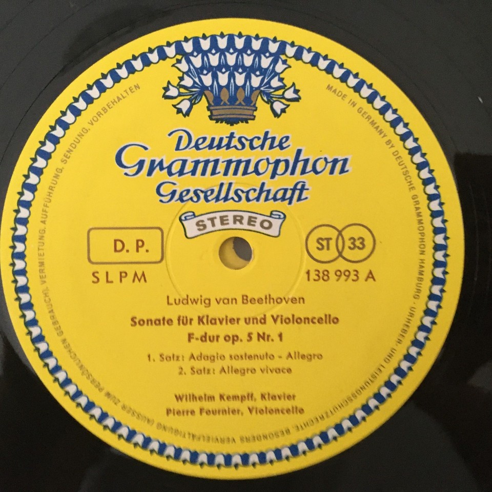 G539 Beethoven Piano & Cello Works Kempff Fournier 3LP DGG 2709 018 ...