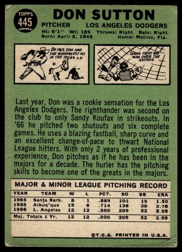 1967 Topps #445 Don Sutton | eBay