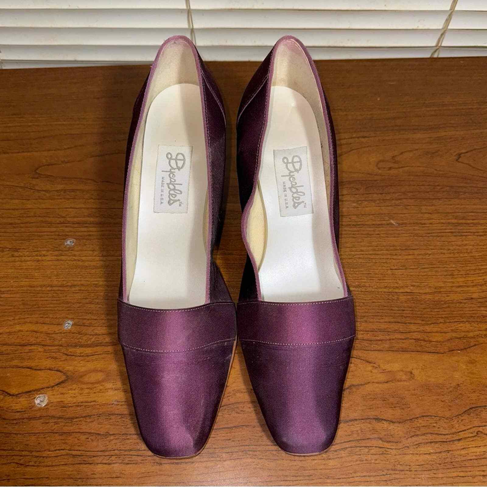 Dyeables Women’s Purple Plum Chunky Block Satin Heels Size 9 B | eBay