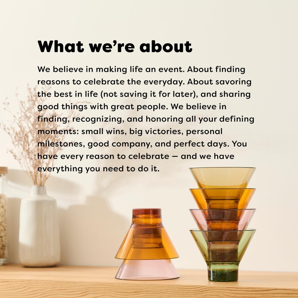 TOSSWARE RESERVE 8oz Stemless Martini - Color Series SET OF 4, Premium ...