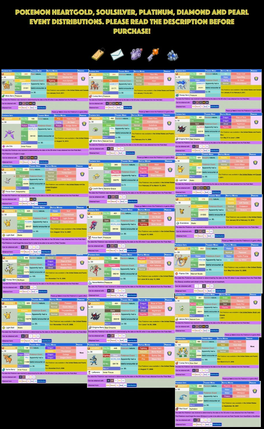 Pokemon Diamond Pearl Platinum HeartGold SoulSilver Pokemon Event ...