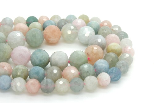 Natural Morganite Faceted Round Sphere Ball Round Gemstone Beads RNF80 ...