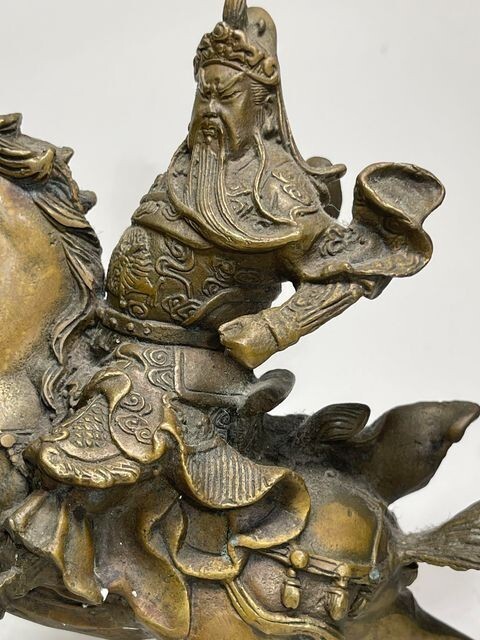 Antique Solid Bronze Chinese Emperor Guan Sheng Statue 7" tall | eBay