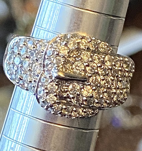 CWE CHARLES WINSTON Sterling Pave CZ Belt Buckle Band Ring Size 5.75 ️ ...