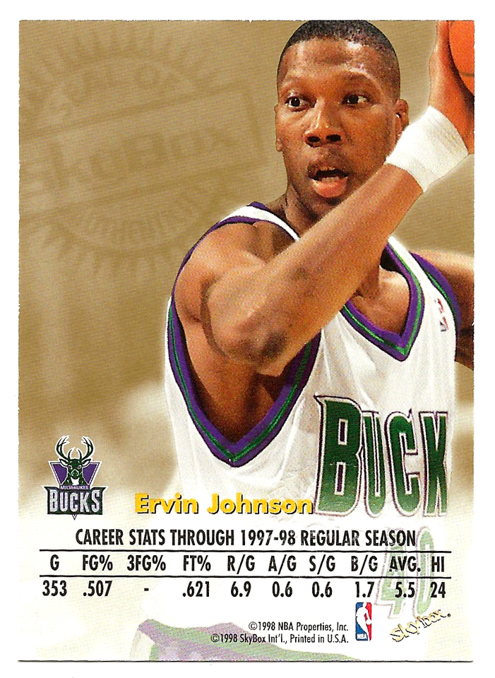 1998 Skybox Autographics Ervin Johnson (Auto) BUCKS | eBay