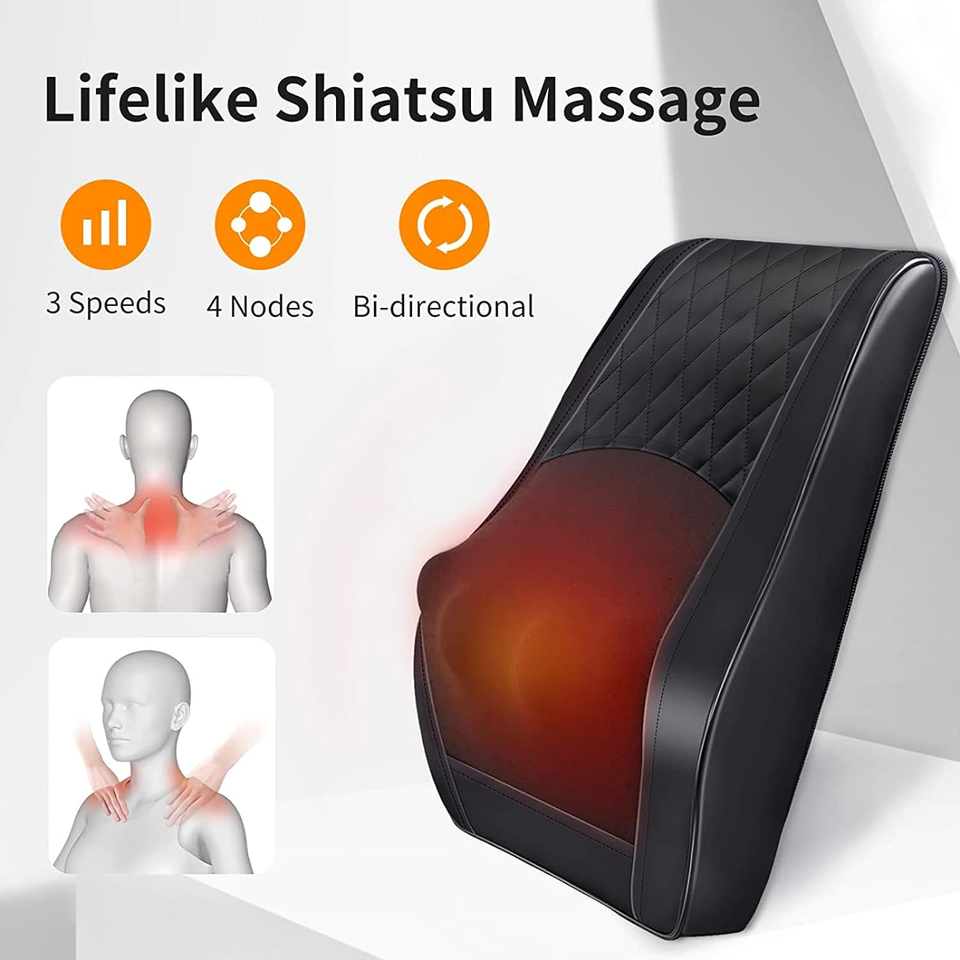 Back Massager with Heat for Neck and Back 3D Kneading Massage Pillow | eBay