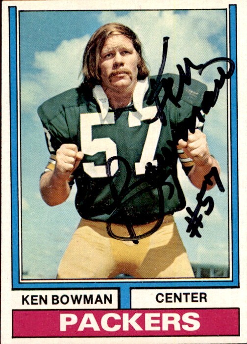 Ken Bowman 1974 Topps #4 Signed Football Card Green Bay Packers ...