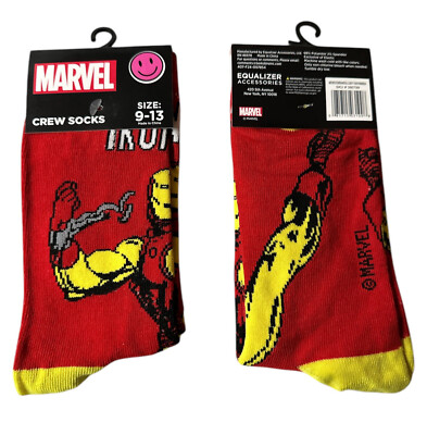 IRON MAN Socks - 2 PAIRS 🧦🧦 Size 6-12 - Fast Shipping! MARVEL | eBay