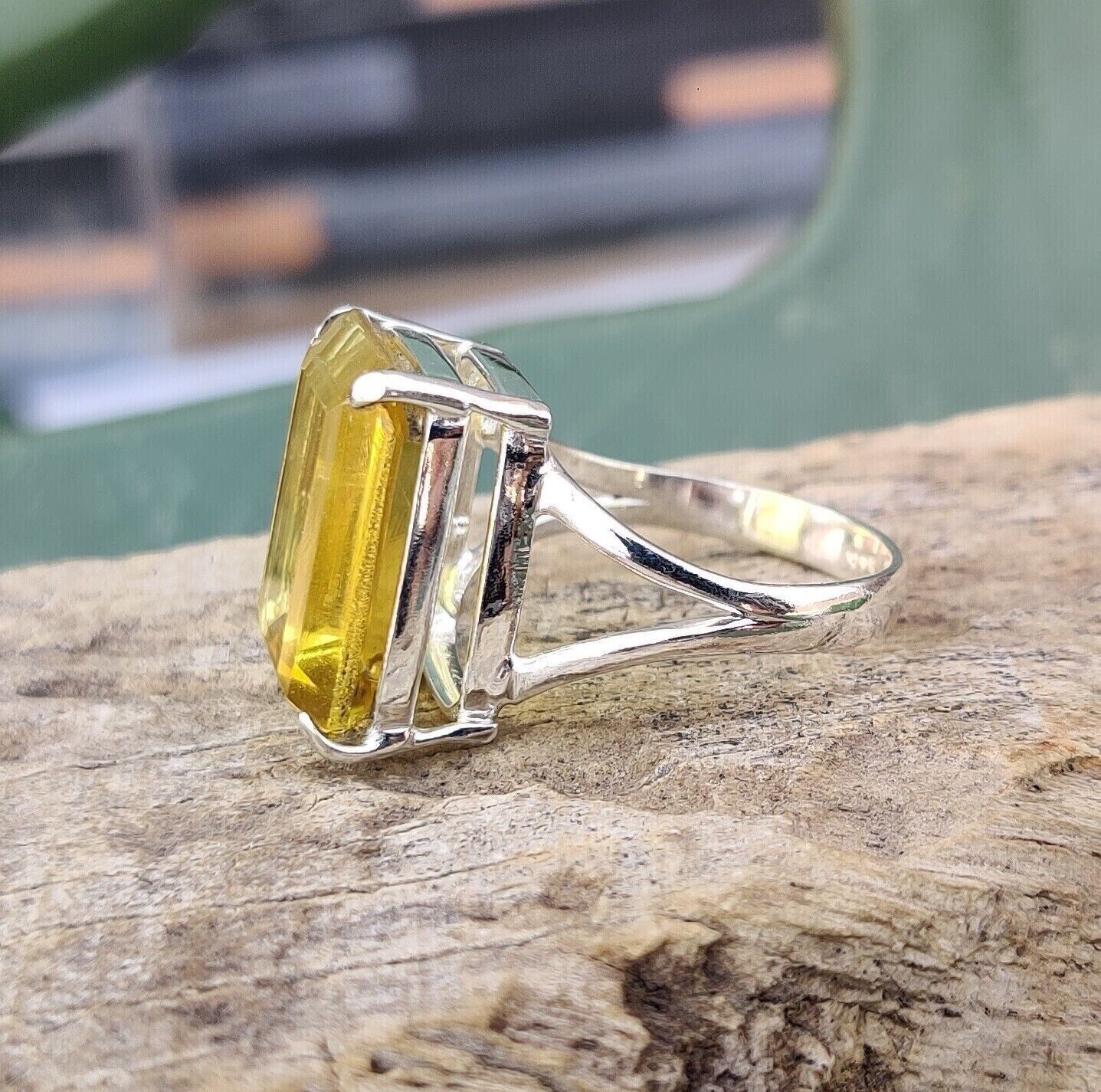 Simulated Citrine prong Setting Solitaire Engagement Ring in 925 ...