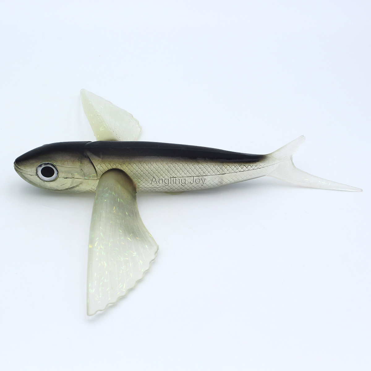 9" Black Flying Fish Lure Big Game Trolling Lifelike Soft Body Tuna ...