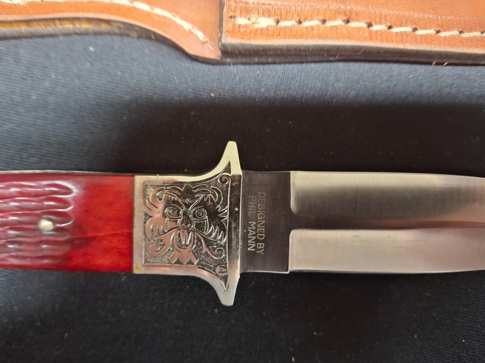 Vintage Taylor Cutlery Red Jigged Bone Fixed Blade Hunting Knife. 100 ...