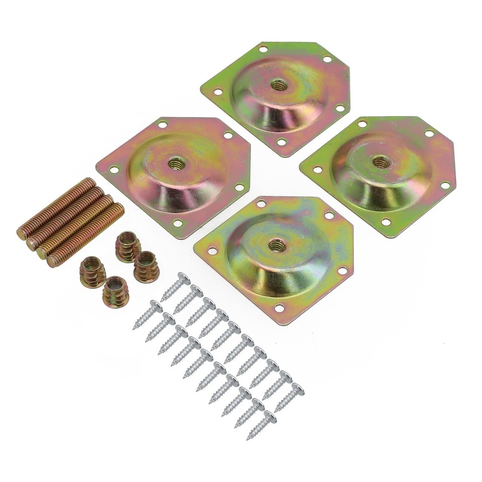 4 X Angled Wood Legs Fixing Plate Bracket Furniture Table Feet Set With ...