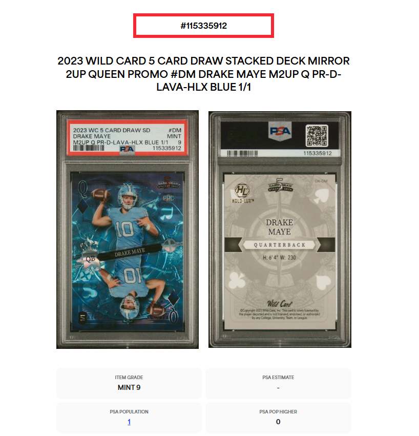 2023 Drake Maye 1/1 Lava Holo Lux BLUE 5 Card Draw Stacked Deck POP 1 # ...