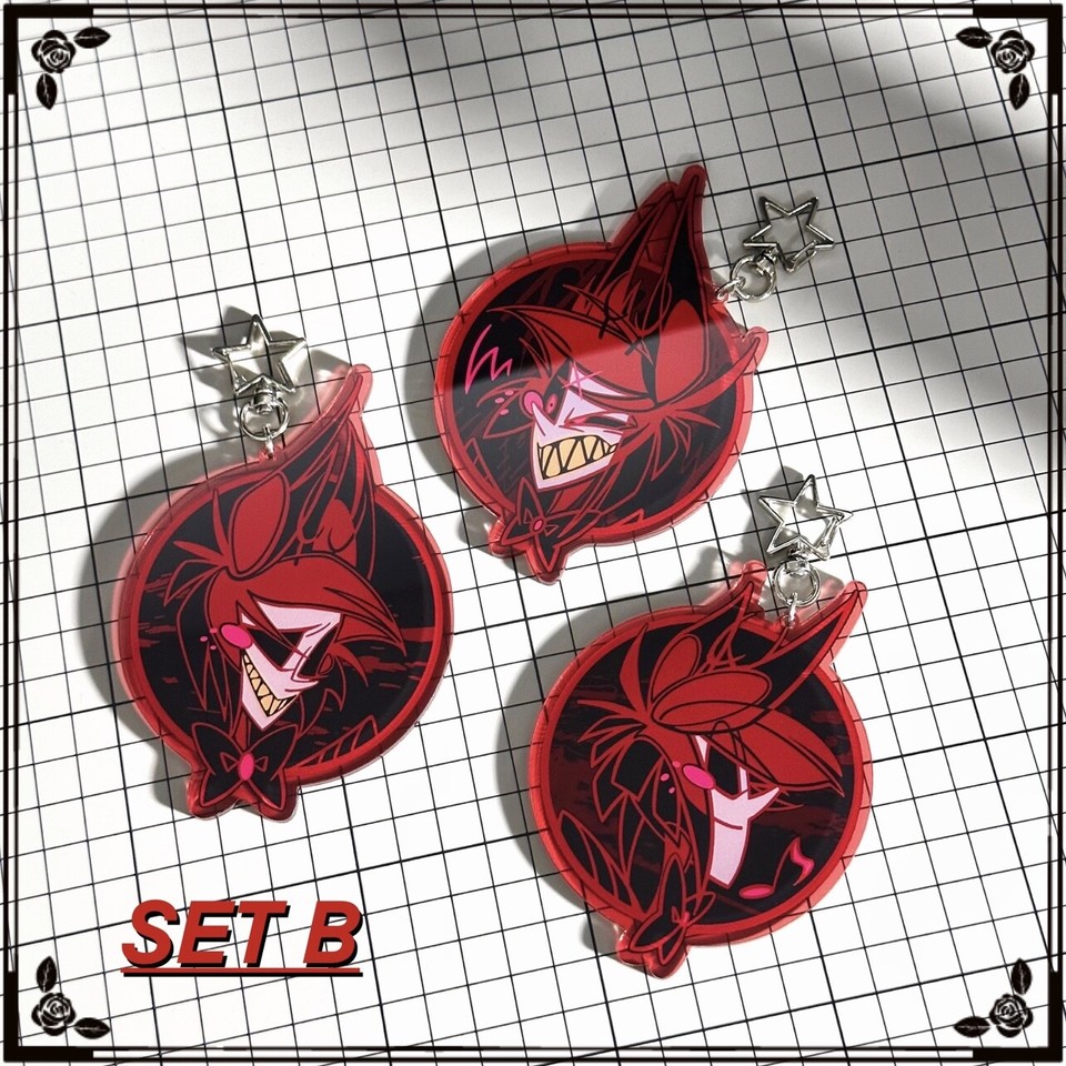Hazbin Hotel Alastor Lucifer schoolbag Acrylic Key Chain Pendant ...