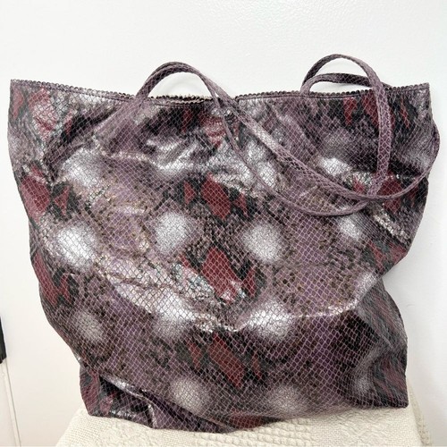 Carlos Falchi Fatto A Mano Snake Python Tote Purple Lightweight Faux Leather Bag | eBay
