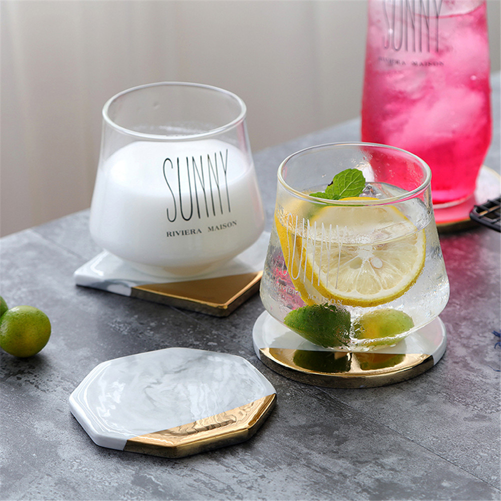 Non-slip Grain Gold Plating Ceramic Coaster Cup Mats Pads Kitchen3CPX ...