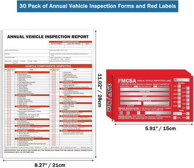 Dot Inspection Forms 25 & 25 FMCSA Labels - 3-Ply Carbonless Vehicle ...