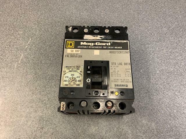 Square-D Adjustable Instantaneous Trip Circuit Breaker FAL3605016M 50A ...