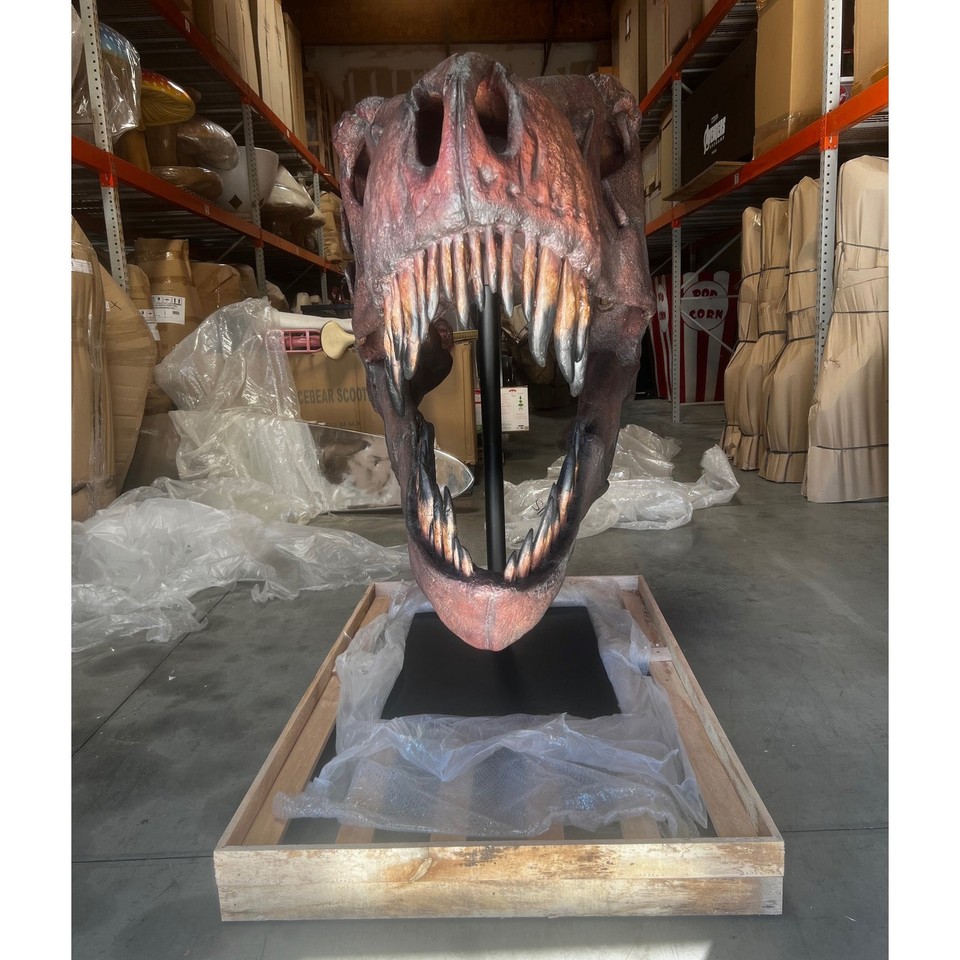 Jumbo T-Rex Skull On Base Life Size Resin Statue Jurassic Theme Prop ...