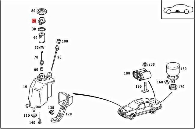 01 Mercedes-Benz E320 W210 Hydraulic Fluid Reservoir 2103270021 OEM for ...