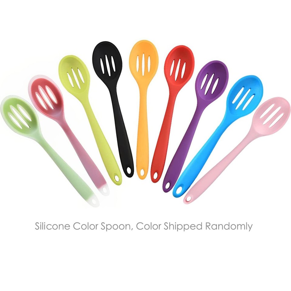 Silicone Slotted Spoons 4PCS Kitchen Serving Spoons for Cooking and ...