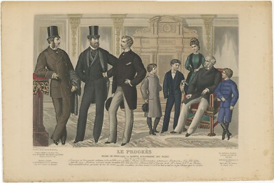Large Original Antique Fashion Print of March 1878 | eBay