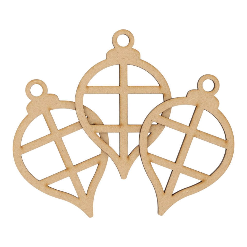 Wooden MDF Christmas Bauble Craft Shape Christmas Tree Decoration Xmas ...