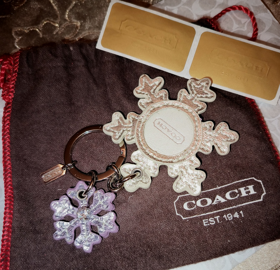 NEW COACH SNOWFLAKE KEY CHAIN CHARM PICTURE FRAME METALLIC SILVER LILAC ...