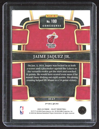 2760F 2023-24 Panini Select #100 Jaime Jaquez Jr. Tectonic Prizms | eBay