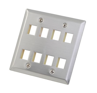 Keystone wall plate - 8 port - brushed stainless steel | eBay