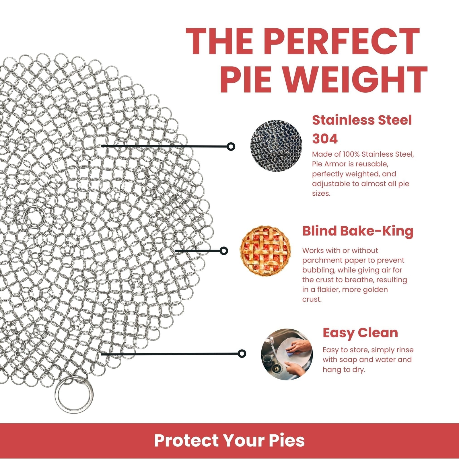 Pie Armor, Universal Fit Pie Weight for 7-10 inch Pies, Durable ...