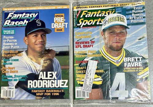 NWT Fantasy Sports Magazines (2) Alex Rodriguez MLB 1997 Brett Favre ...