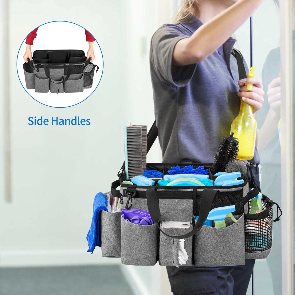 Wearable Cleaning Caddy Bag with 4 Foldable Dividers, Cleaning Supply ...