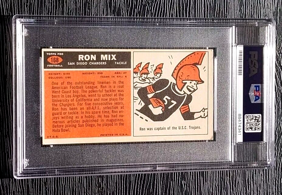 1965 TOPPS RON MIX FOOTBALL CARD #168 **NO CREASES** **CENTERED** PSA 4 ...