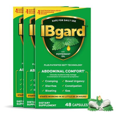 IBgard Daily Gut Health 48 Count Peppermint Oil Capsules for Abdominal ...