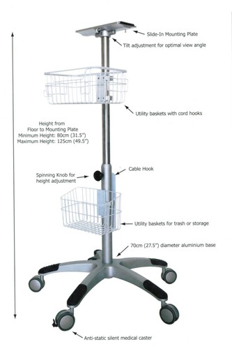 Rolling Stand for Patient Monitor Trolley Cart with Basket. Provide ...