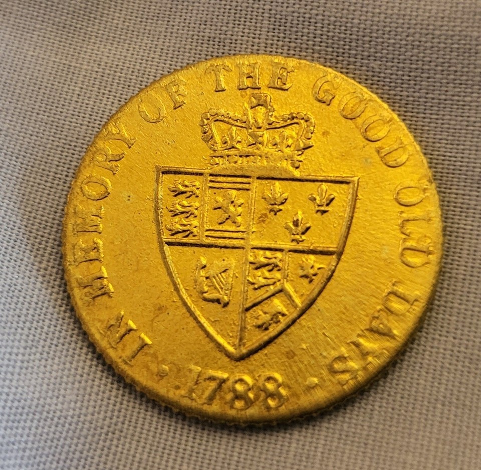 1788 Old Coin English Gold Lustre King George III Vintage Royal Family ...