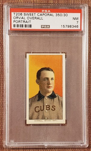 1909 Sweet Caporal 350/30 Portrait T206 Orval Overall Cubs Baseball ...
