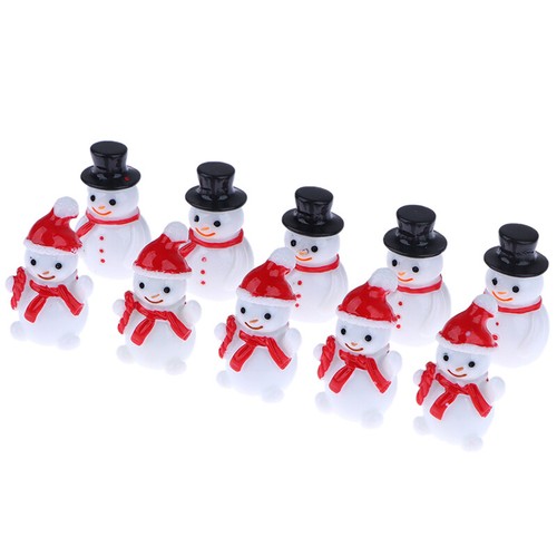 10pcs Christmas Miniature Snowman Resin Snowman Ornaments DIY Snowman ...