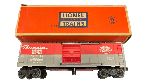Postwar Lionel 3494-1 Operating Boxcar (Gray Paint on Red Shell) w ...