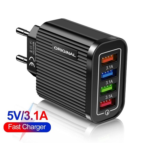 New Mobile Phone Chargers Fast Charging Plug USB Charger 4 Port Adapter ...