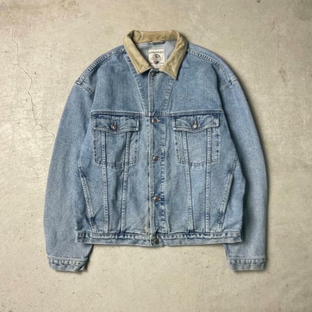80s to 90s BANANA REPUBLIC denim jacket collar leathe… - Gem