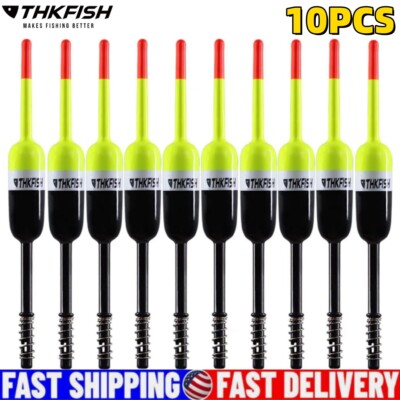 THKFISH 10pcs Fishing Floats Bobbers Balsa Wood Floats Oval Stick ...