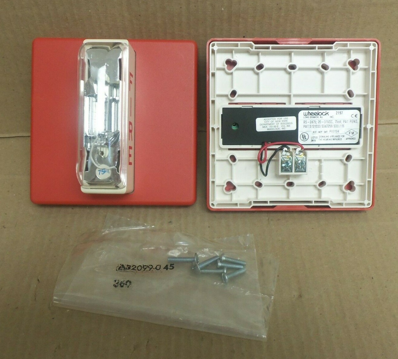 WHEELOCK RS-2475 SYNC STROBE RED 75 CD FIRE ALARM SR-2475-VFR for sale ...