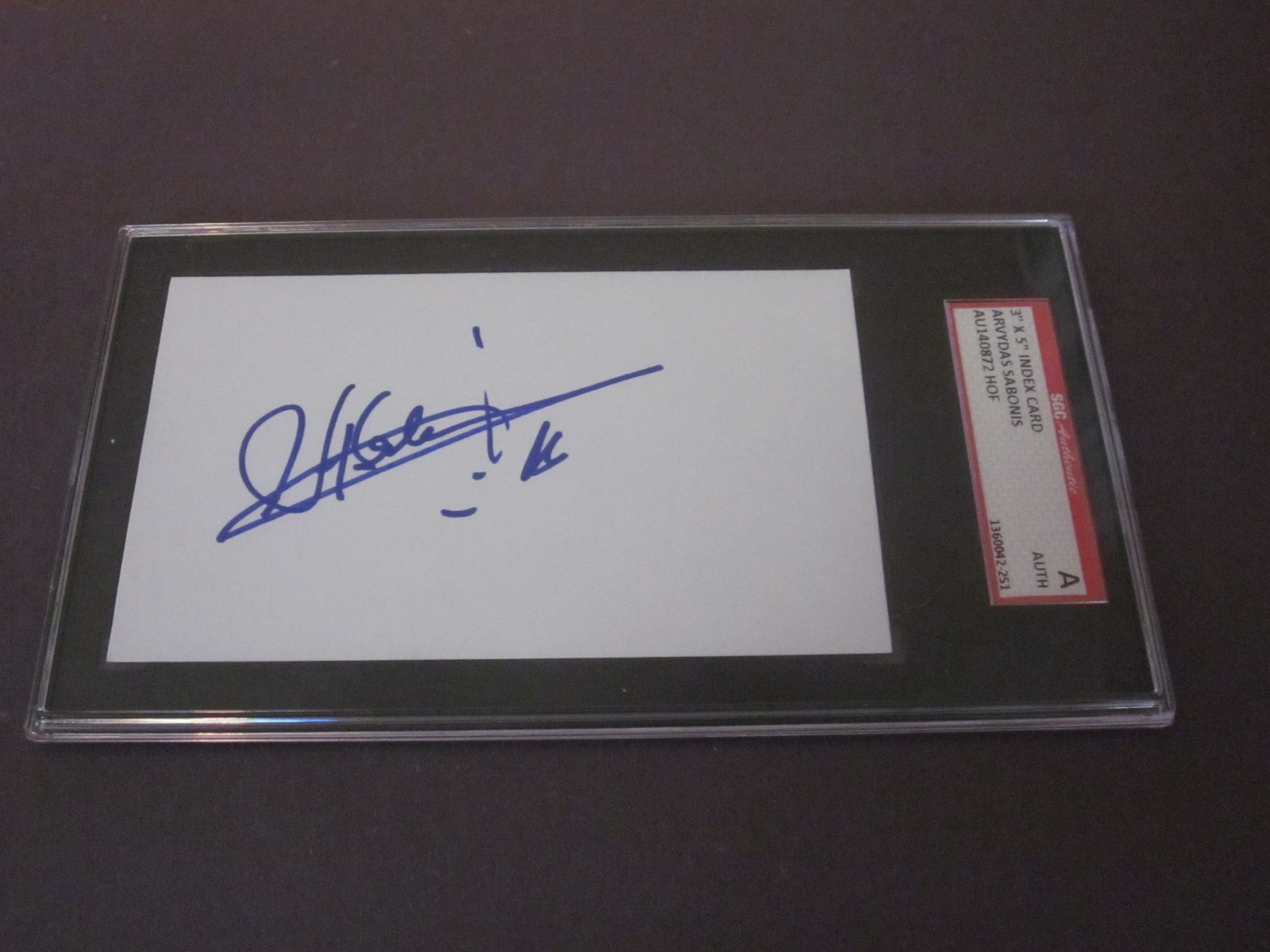 ARVYDAS SABONIS AUTOGRAPHED 3X5 INDEX CARD-SGC SLAB-ENCAPSULATED- RARE ...