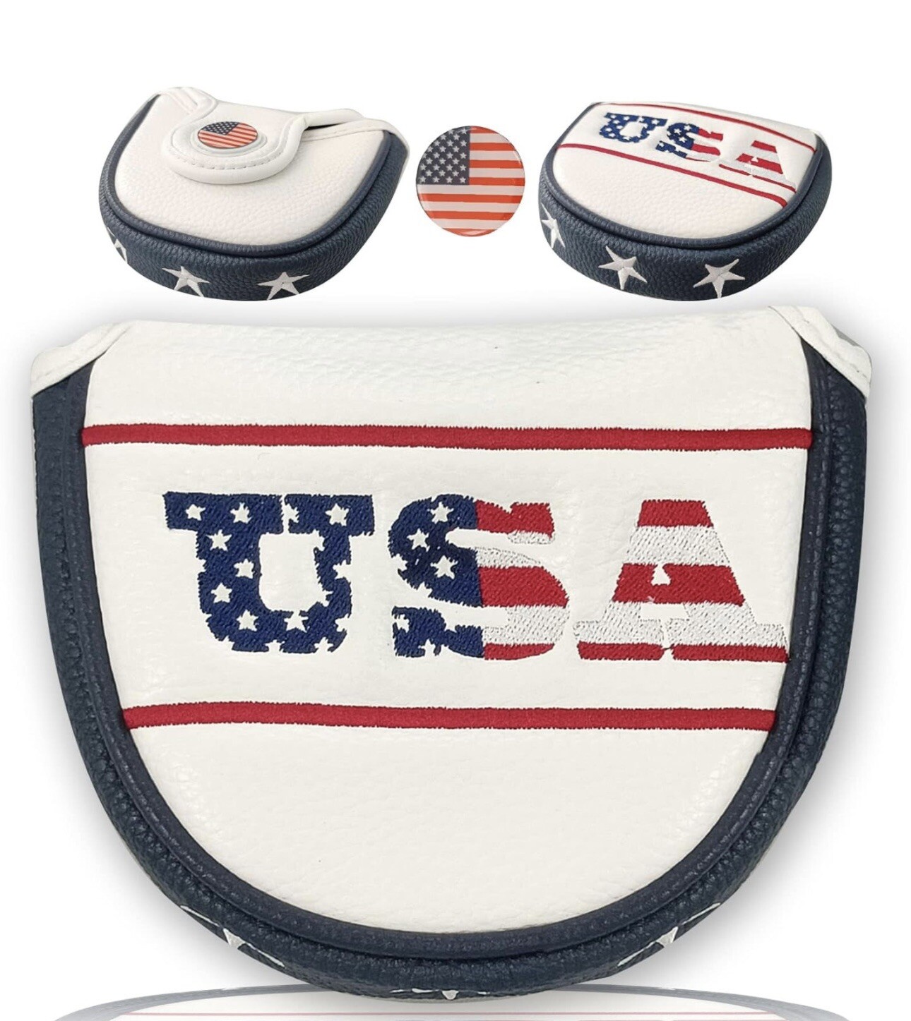 USA Flag Putter Cover Golf Headcover Magnetic Mallet Putter Patriotic ...