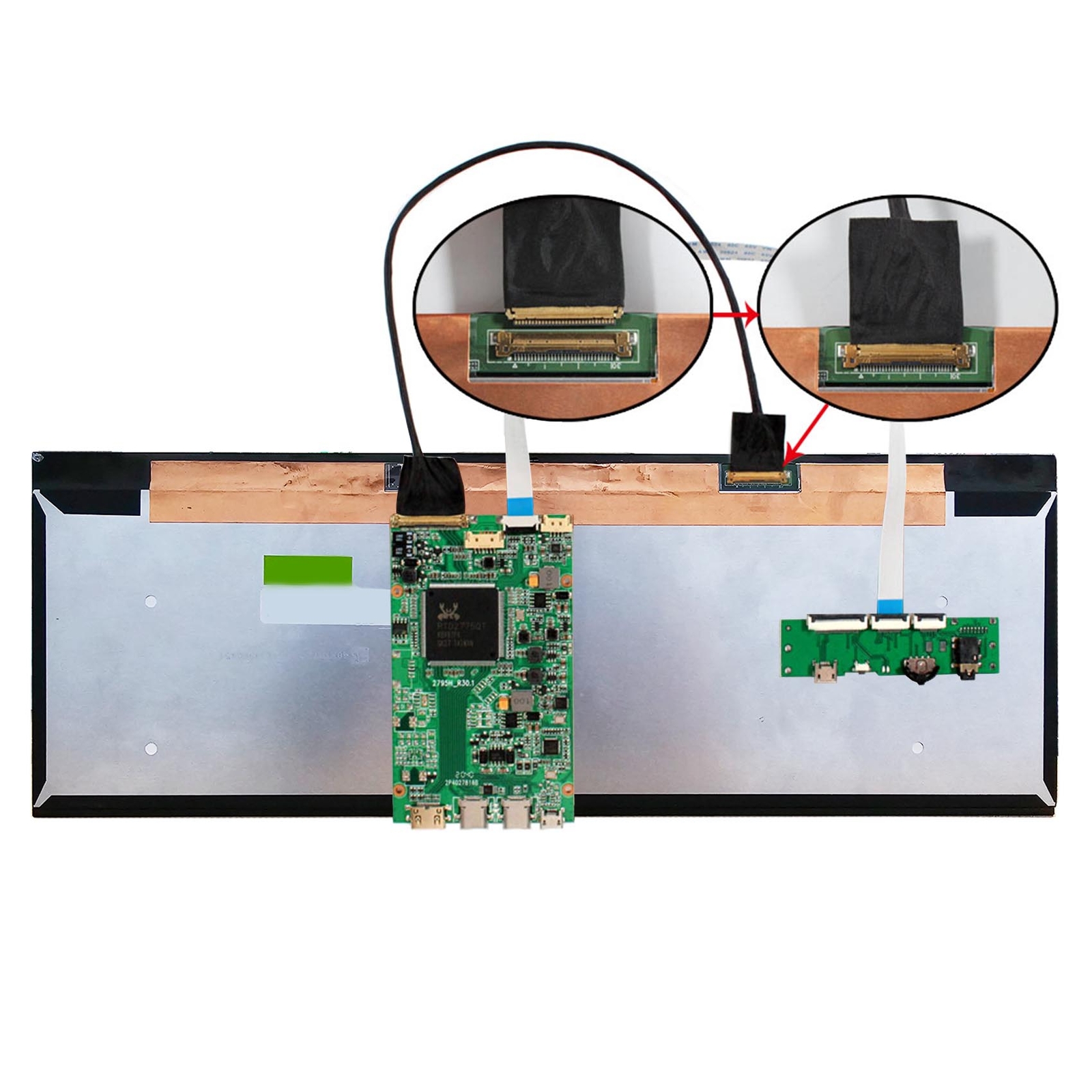 HD USBC Type C LCD Controller Board 14inch 14" 4K 3840x1100 Bar LCD ...