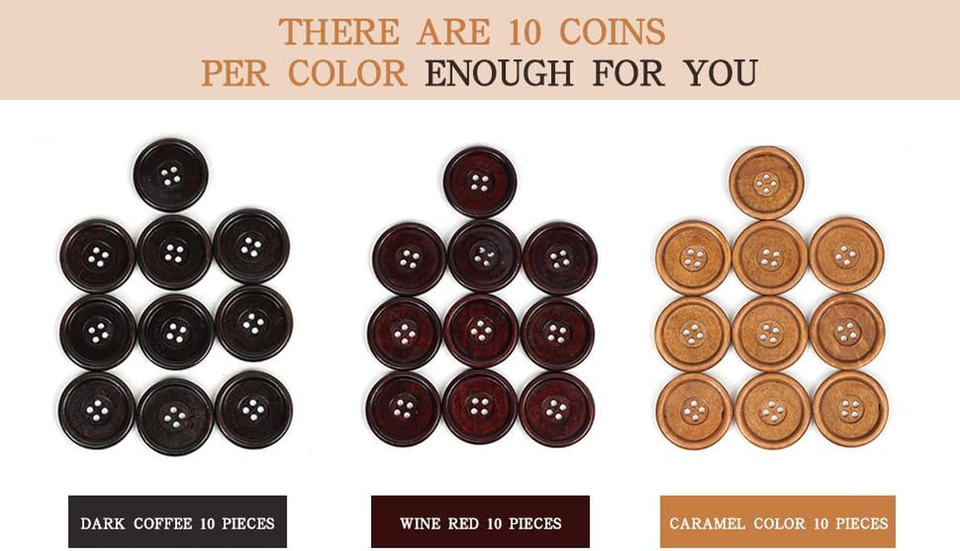 30Pcs Big Size 40Mm 1 1/2" round Wood Buttons 4 Holes Craft Sewing ...